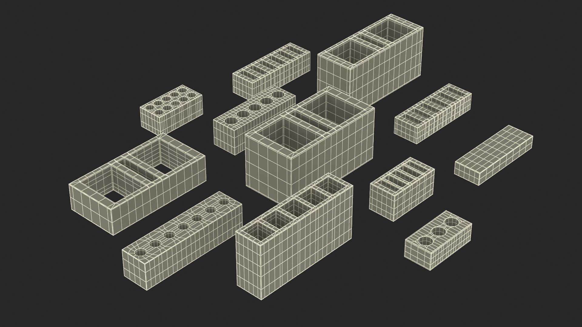 3D Bricks Set Red Model - TurboSquid 2140063