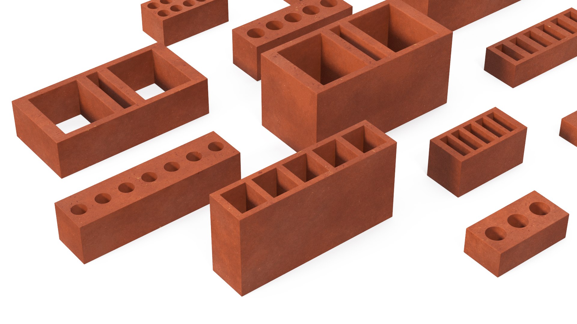3D Bricks Set Red Model - TurboSquid 2140063