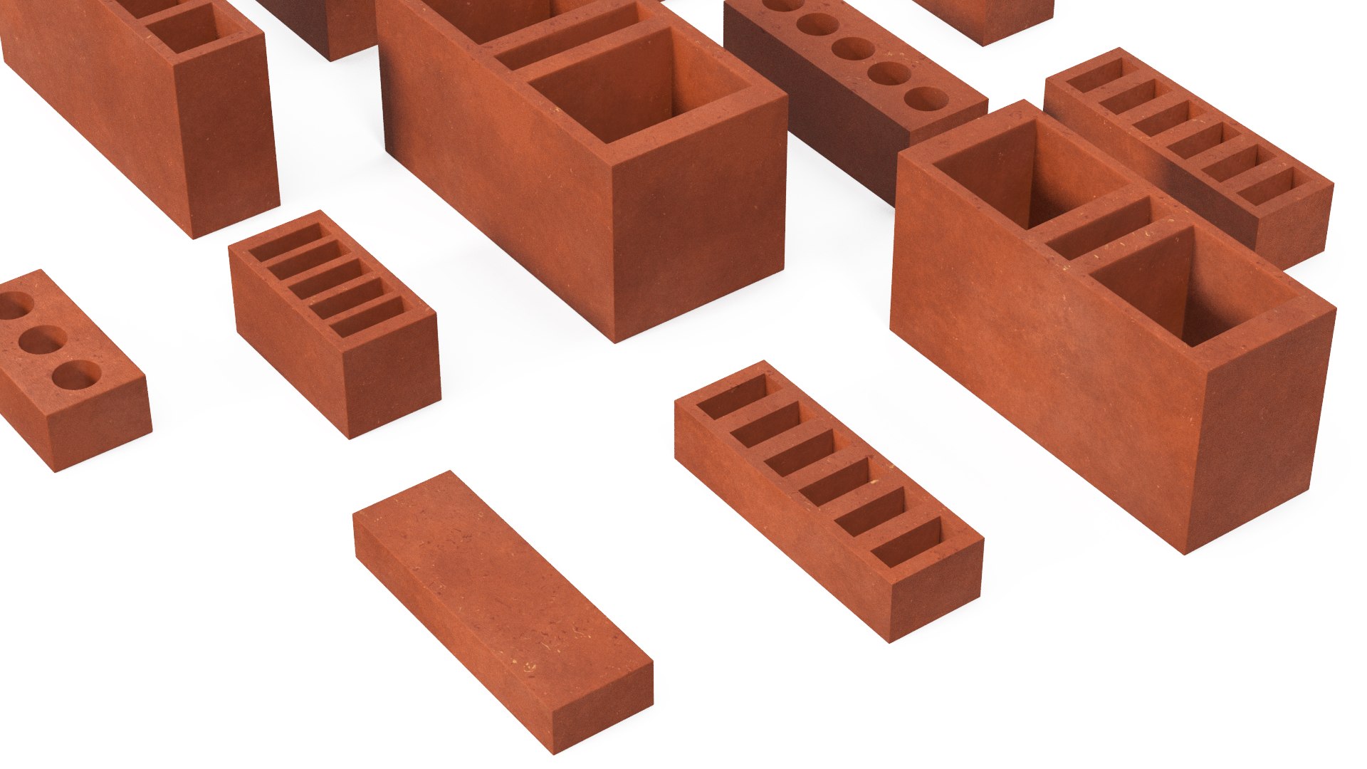 3D Bricks Set Red Model - TurboSquid 2140063
