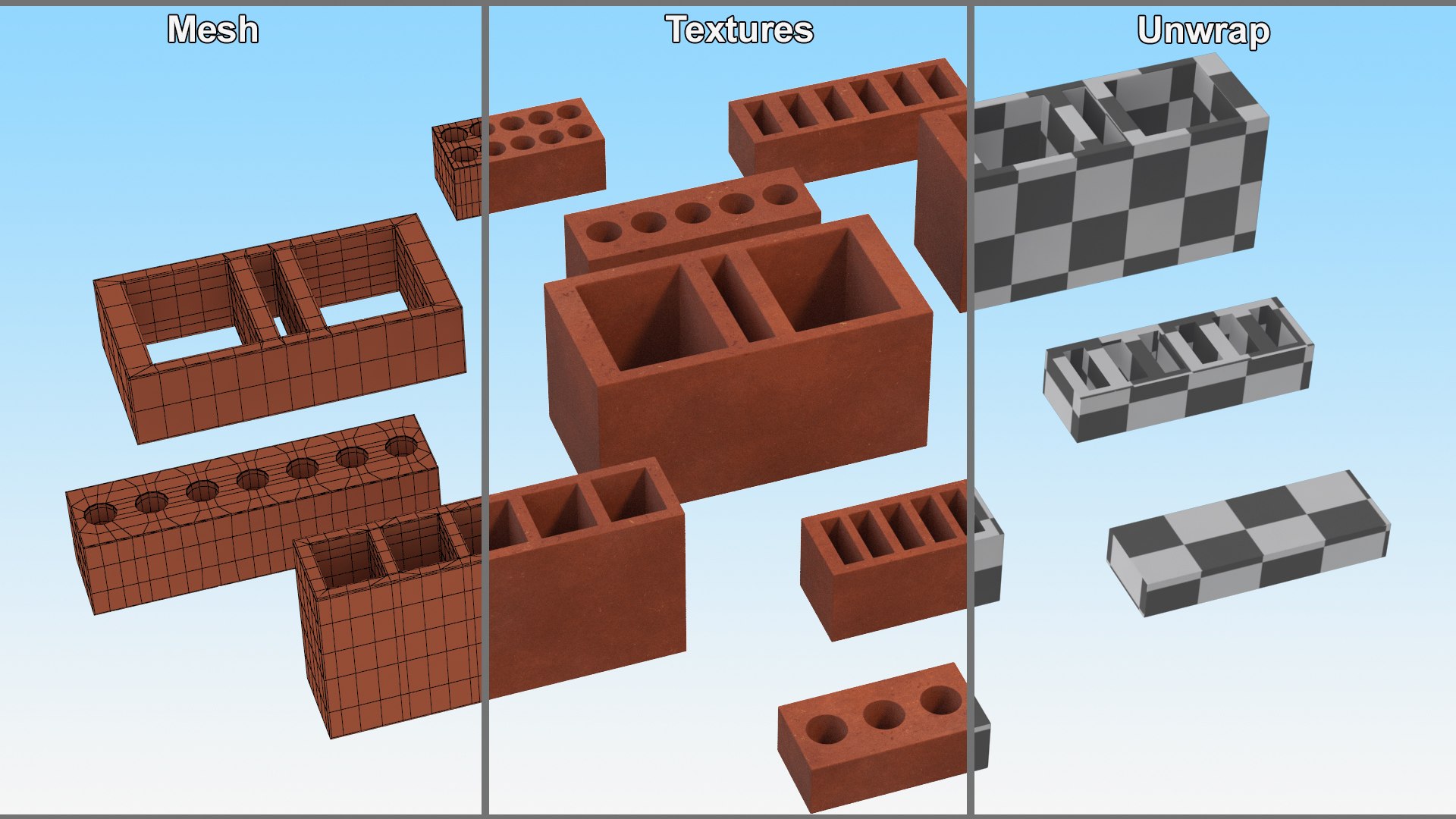 3D Bricks Set Red Model - TurboSquid 2140063