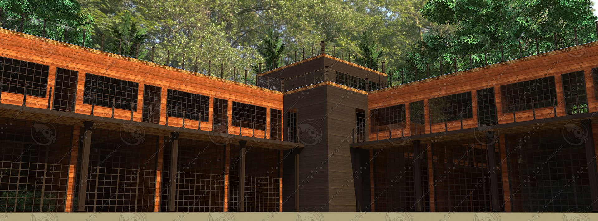 3d Hi-tech Complex Modern Building Model