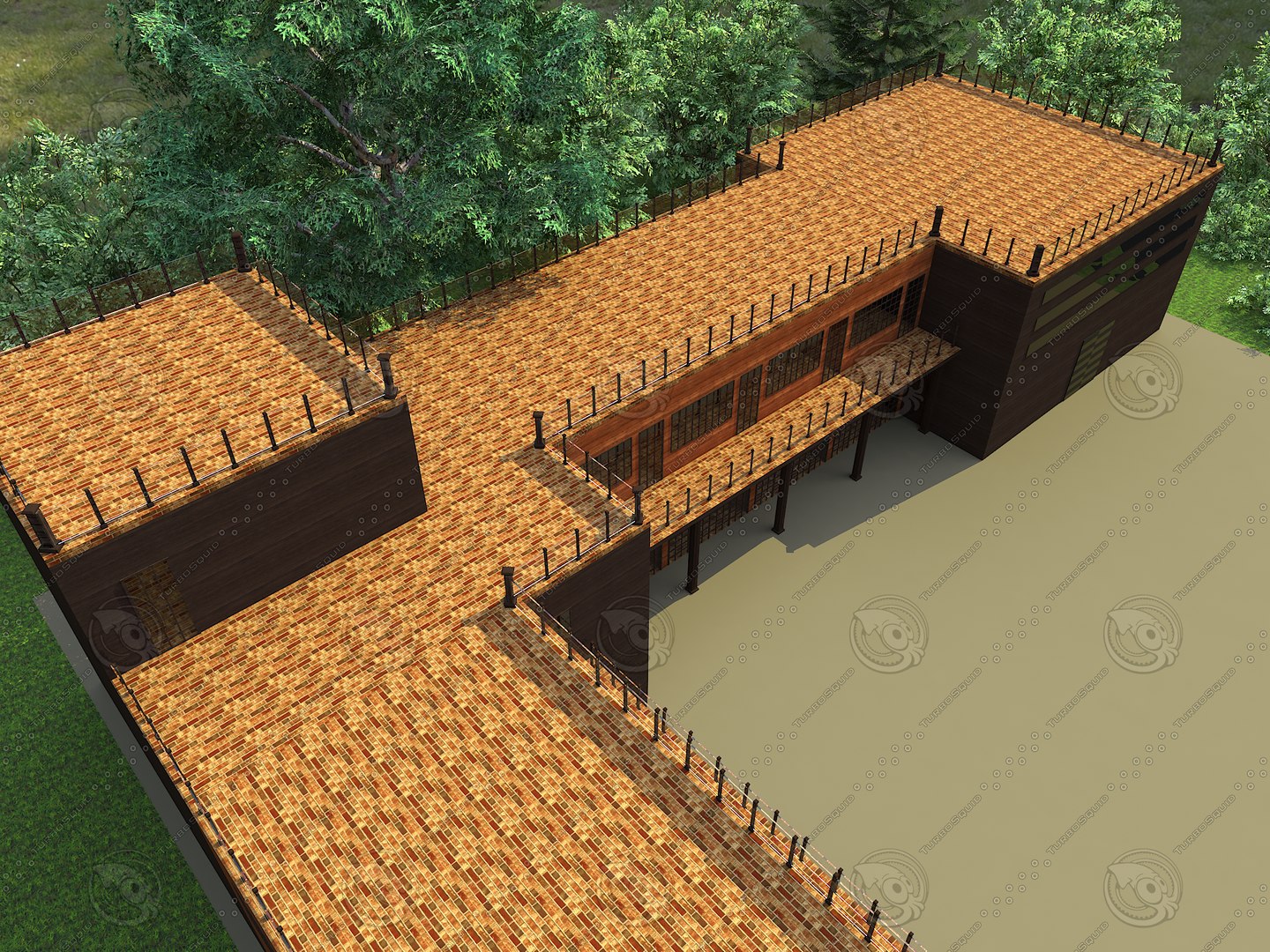 3d Hi-tech Complex Modern Building Model