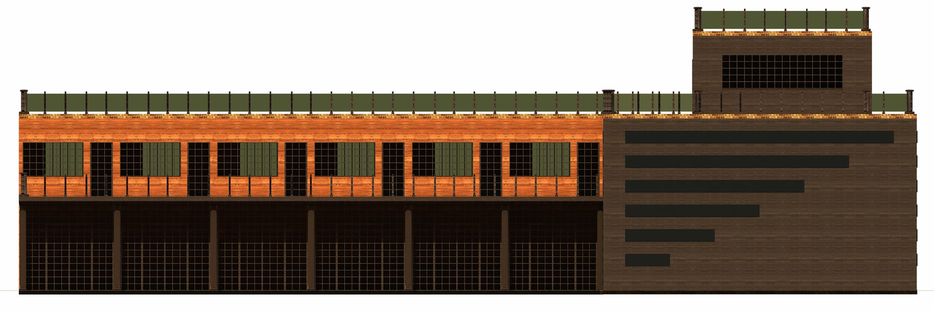 3d Hi-tech Complex Modern Building Model