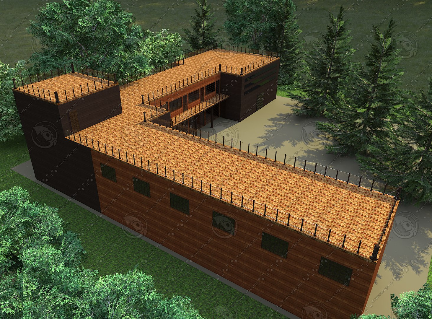 3d Hi-tech Complex Modern Building Model