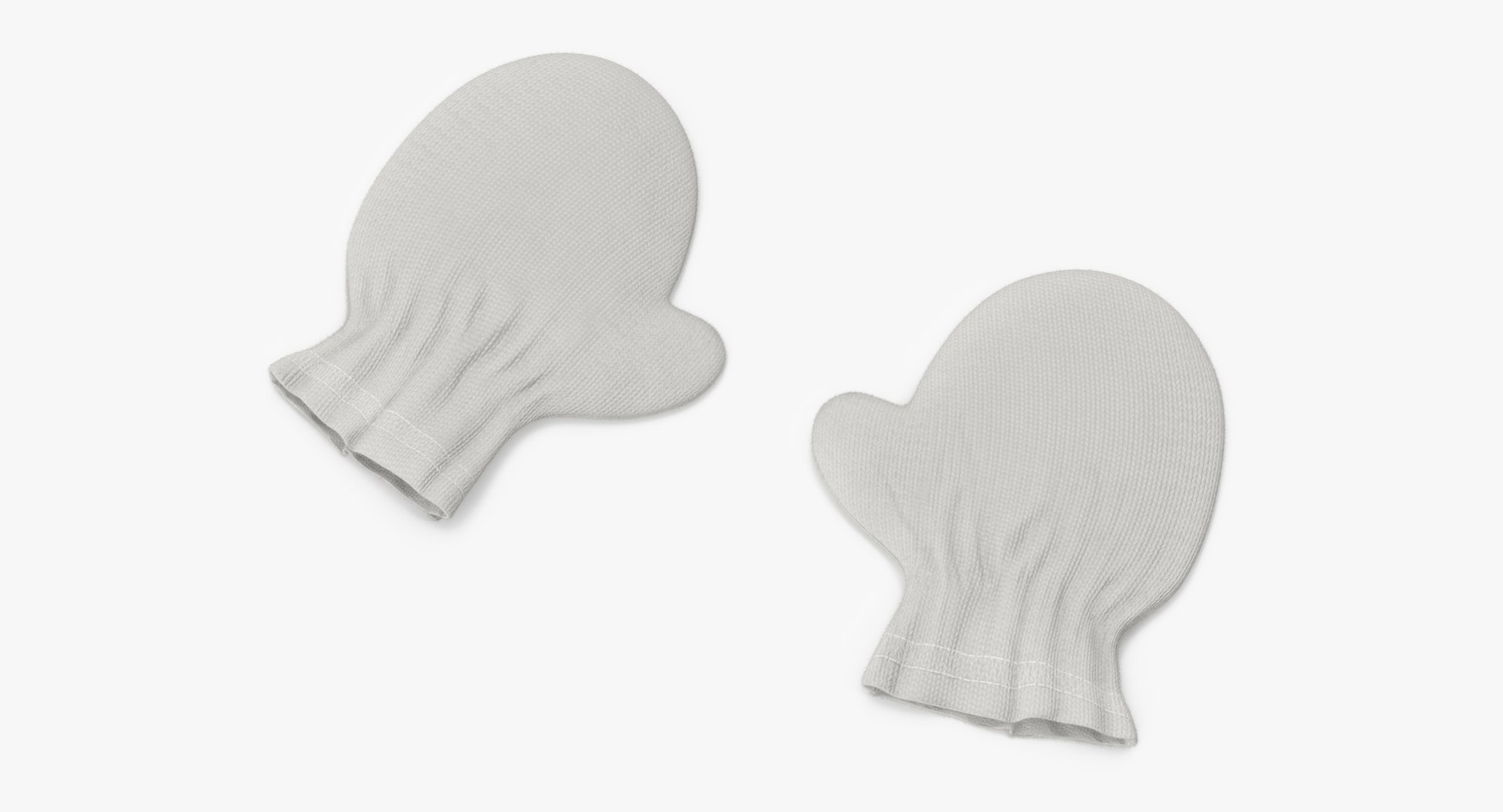 Newborn Mittens 02 White 3d Model