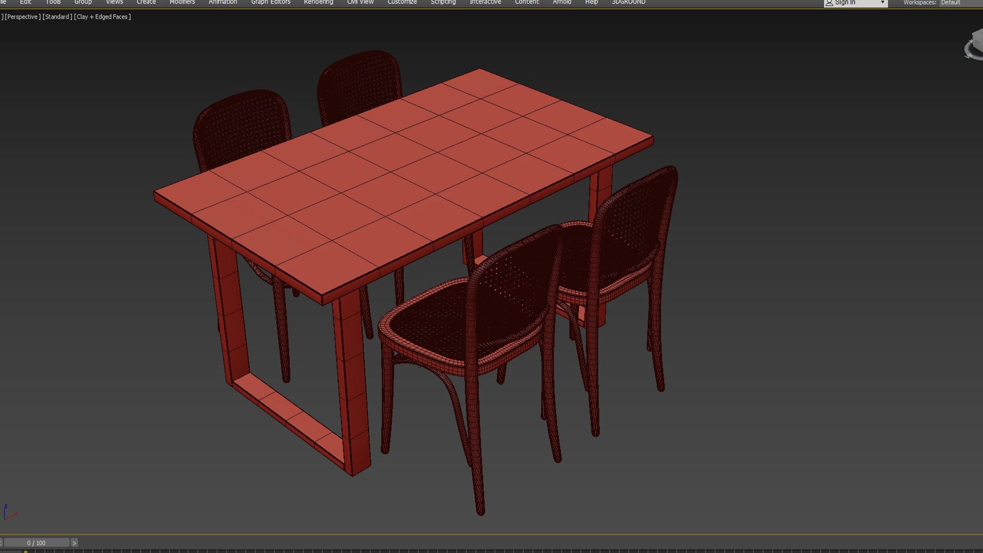 3D model Oak Ski-Leg Dining Table and Luca Dining Chair black Set ...