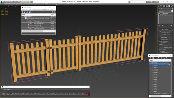 3D wooden picked fence section - TurboSquid 1575167