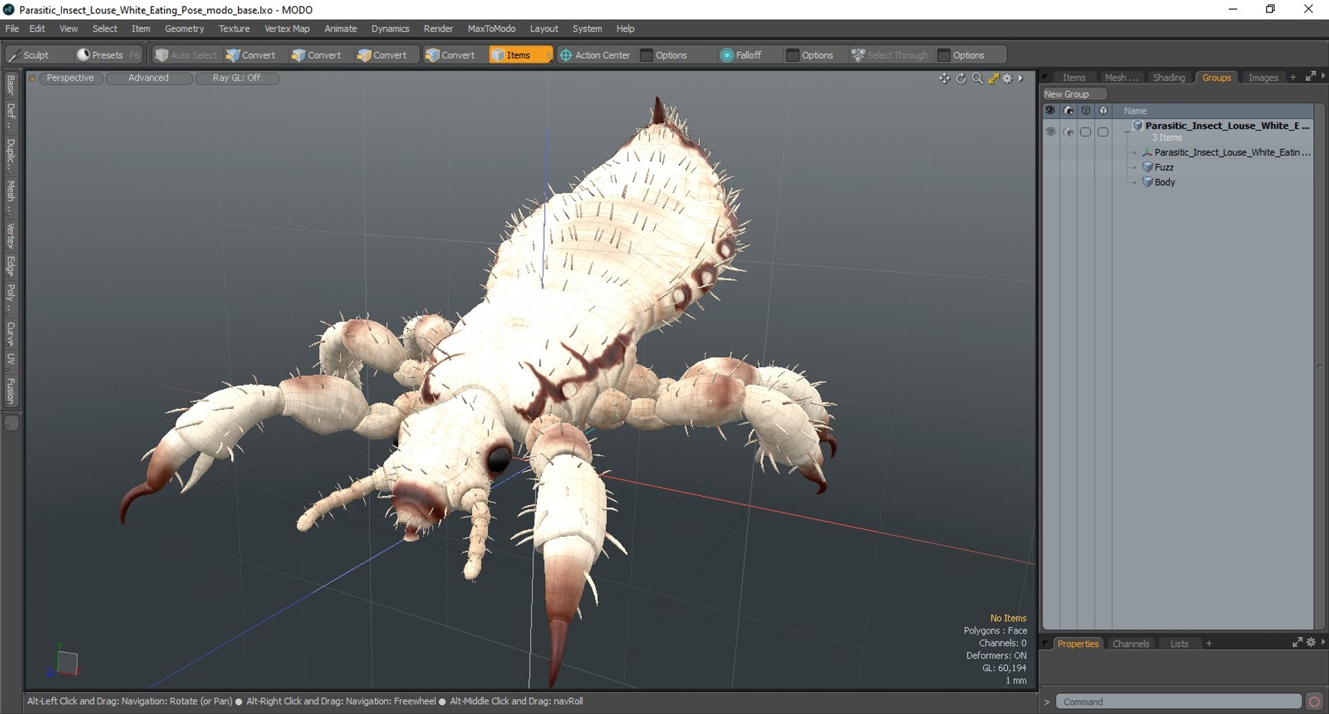 Parasitic Insect Louse White Eating Pose Model - TurboSquid 2284173