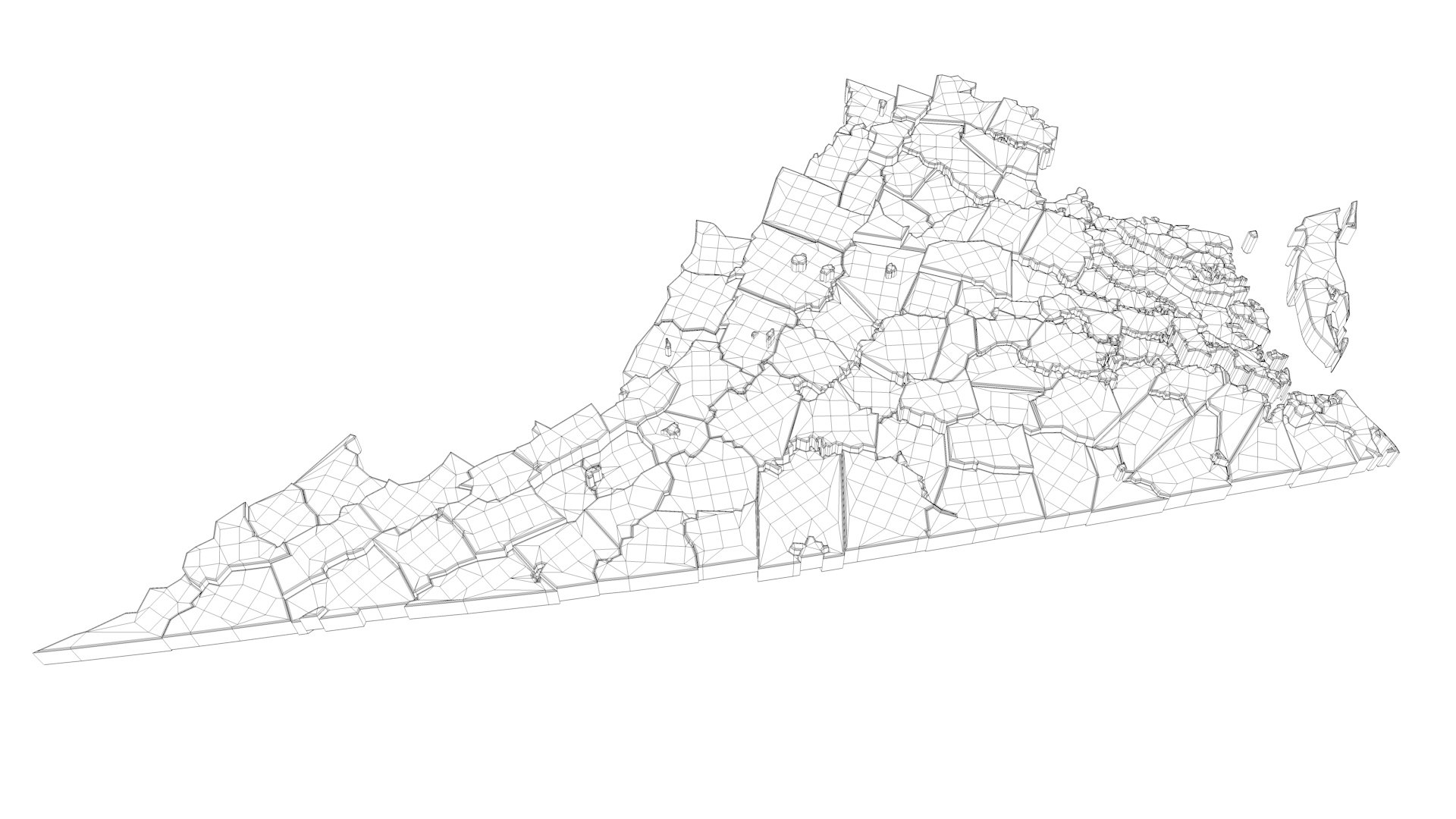 3D Virginia Counties - Map of United States of America USA - TurboSquid ...