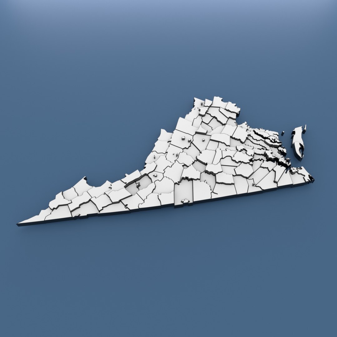3D Virginia Counties - Map of United States of America USA - TurboSquid ...