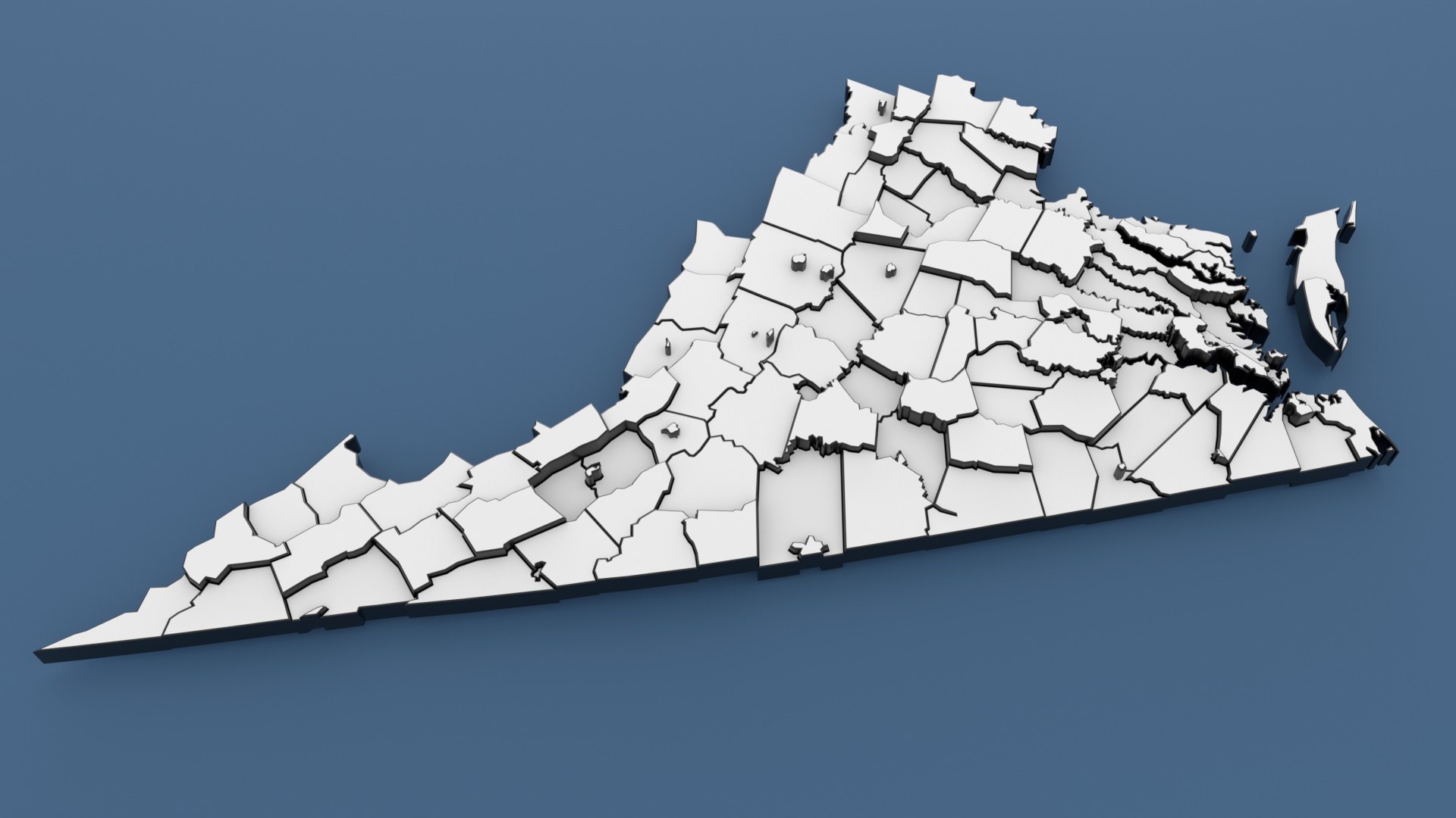 3D Virginia Counties - Map of United States of America USA - TurboSquid ...