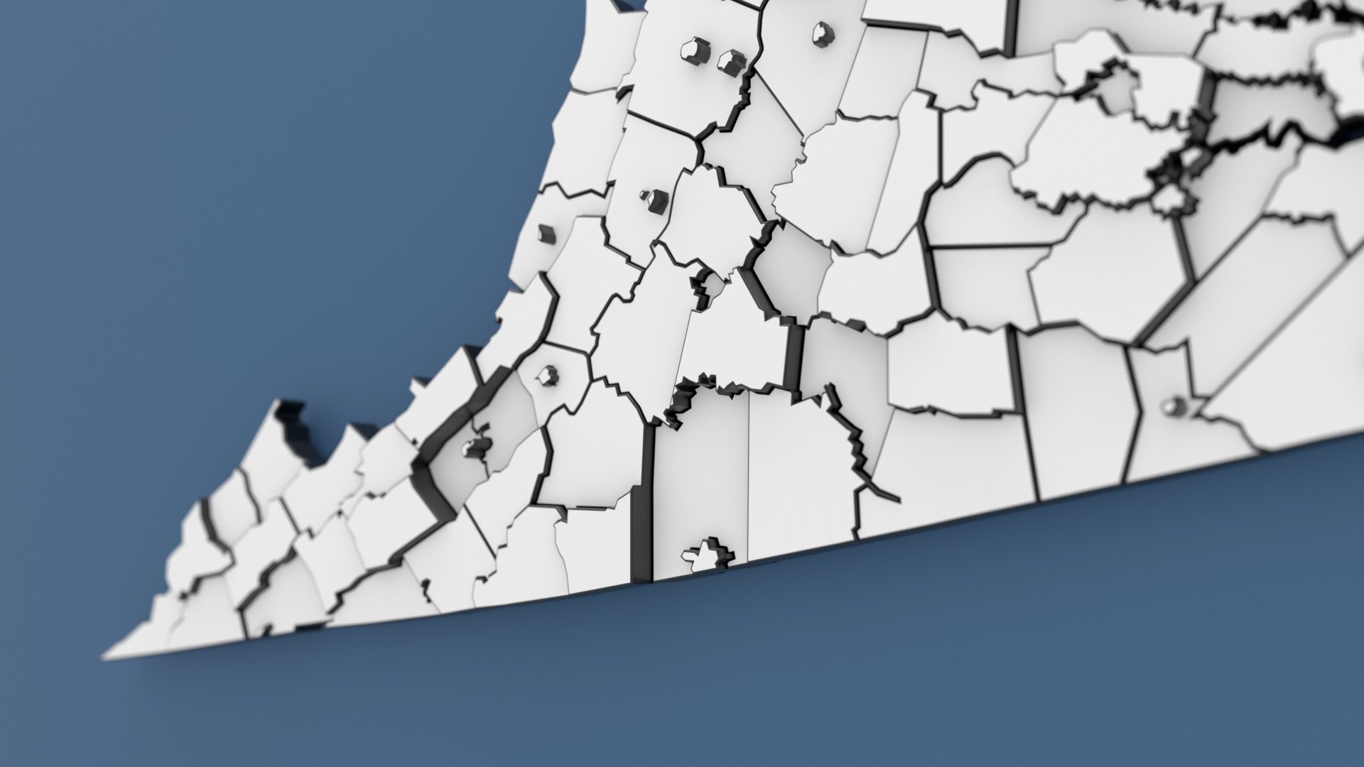 3D Virginia Counties - Map of United States of America USA - TurboSquid ...