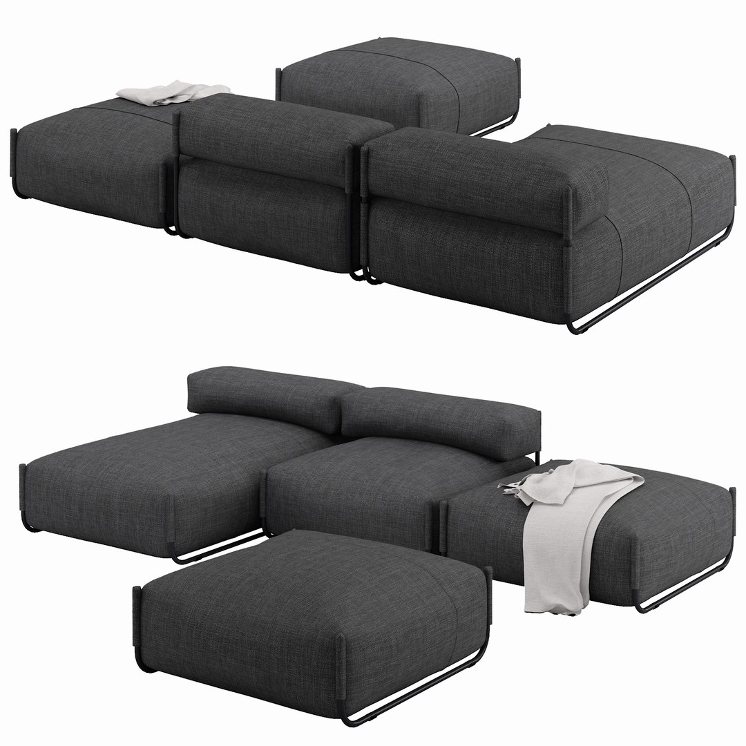 Square modular sofa model - TurboSquid 1874955