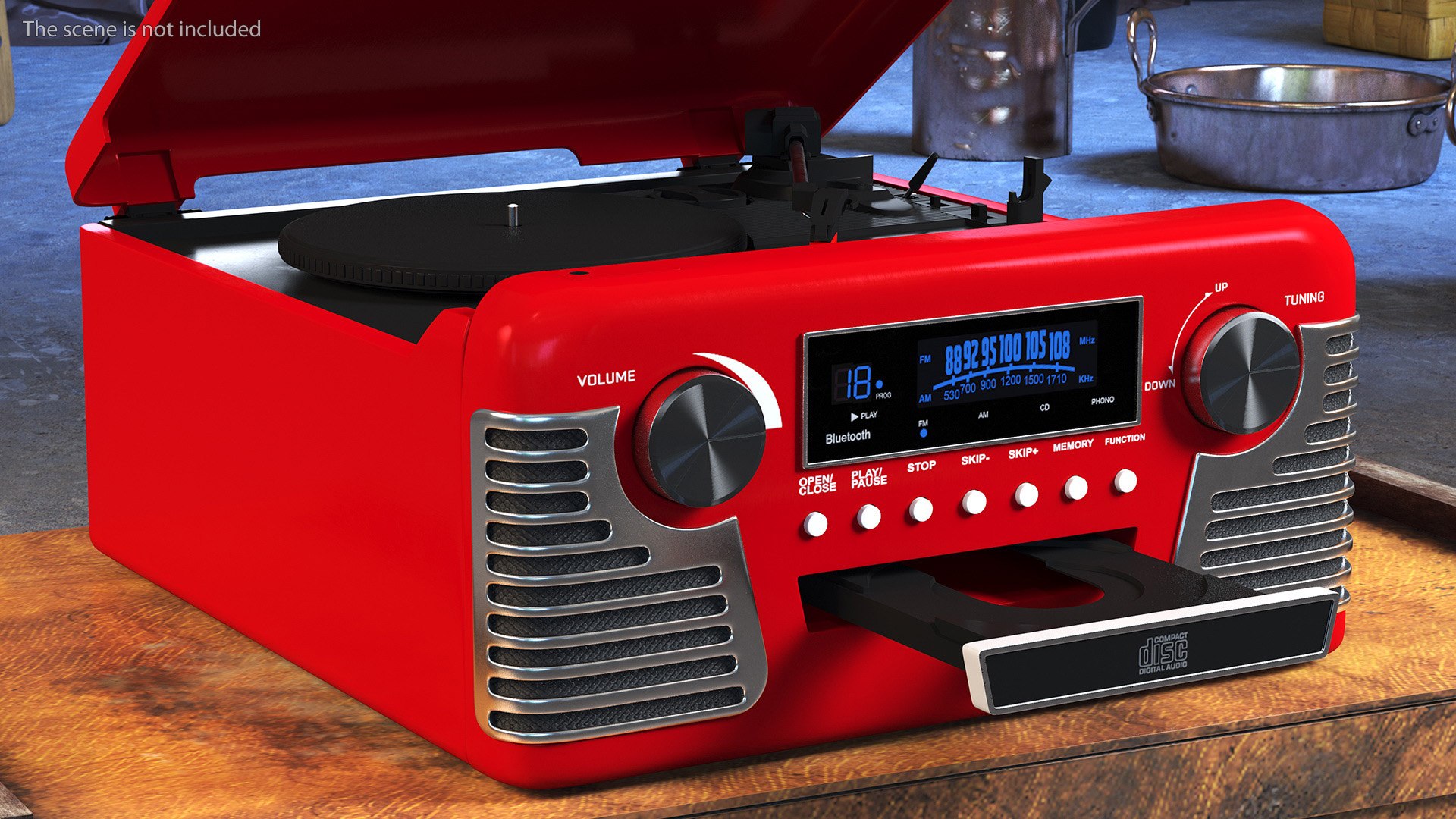 3D Red Retro Turntable - TurboSquid 2068535