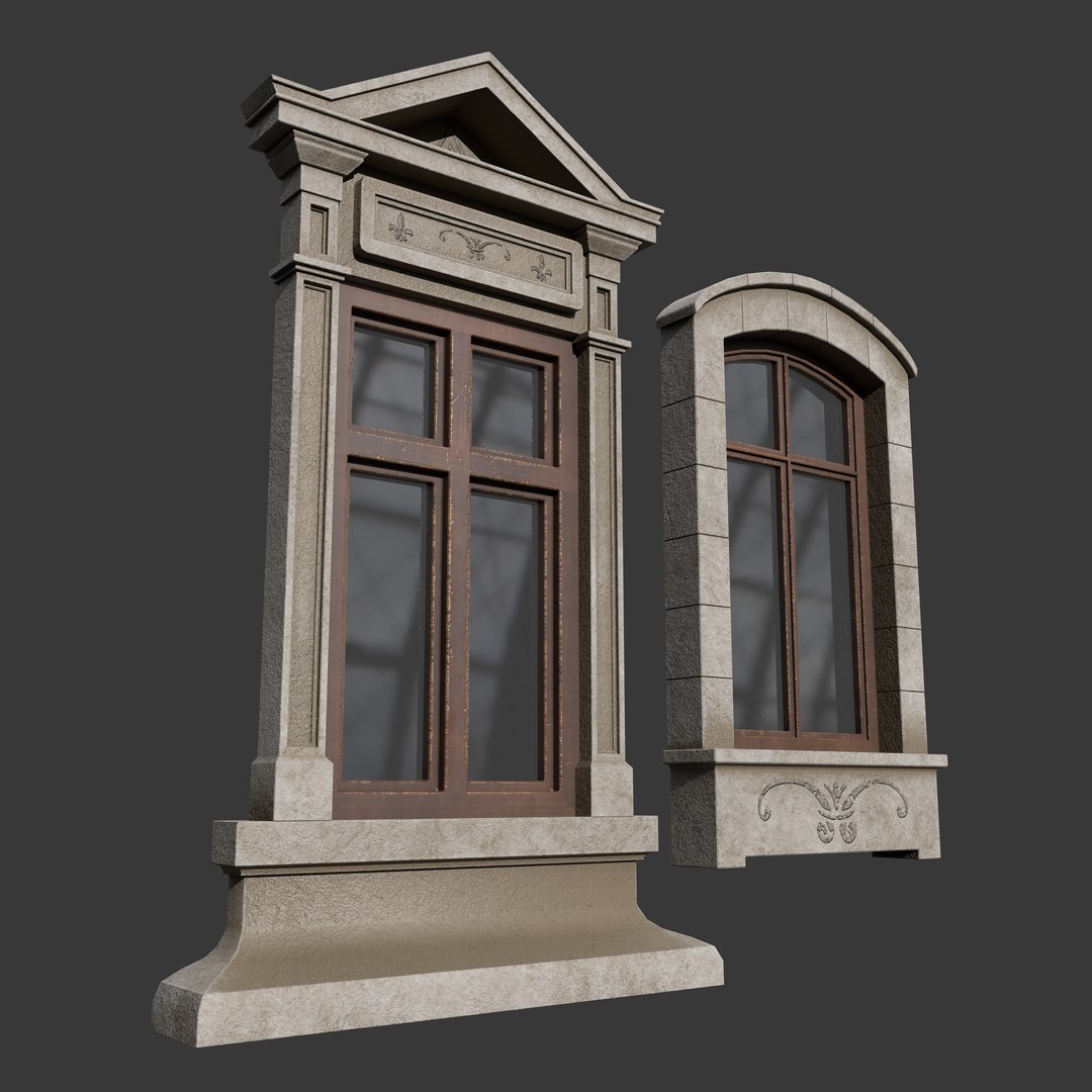 Classic Cartoon Style Of PBR Modular Windows Collection 2 3D Model ...