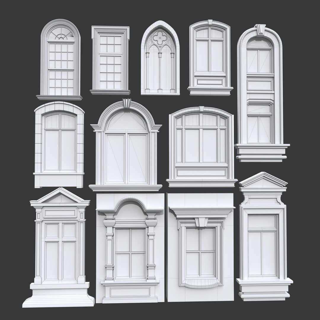 Classic Cartoon Style Of PBR Modular Windows Collection 2 3D Model ...