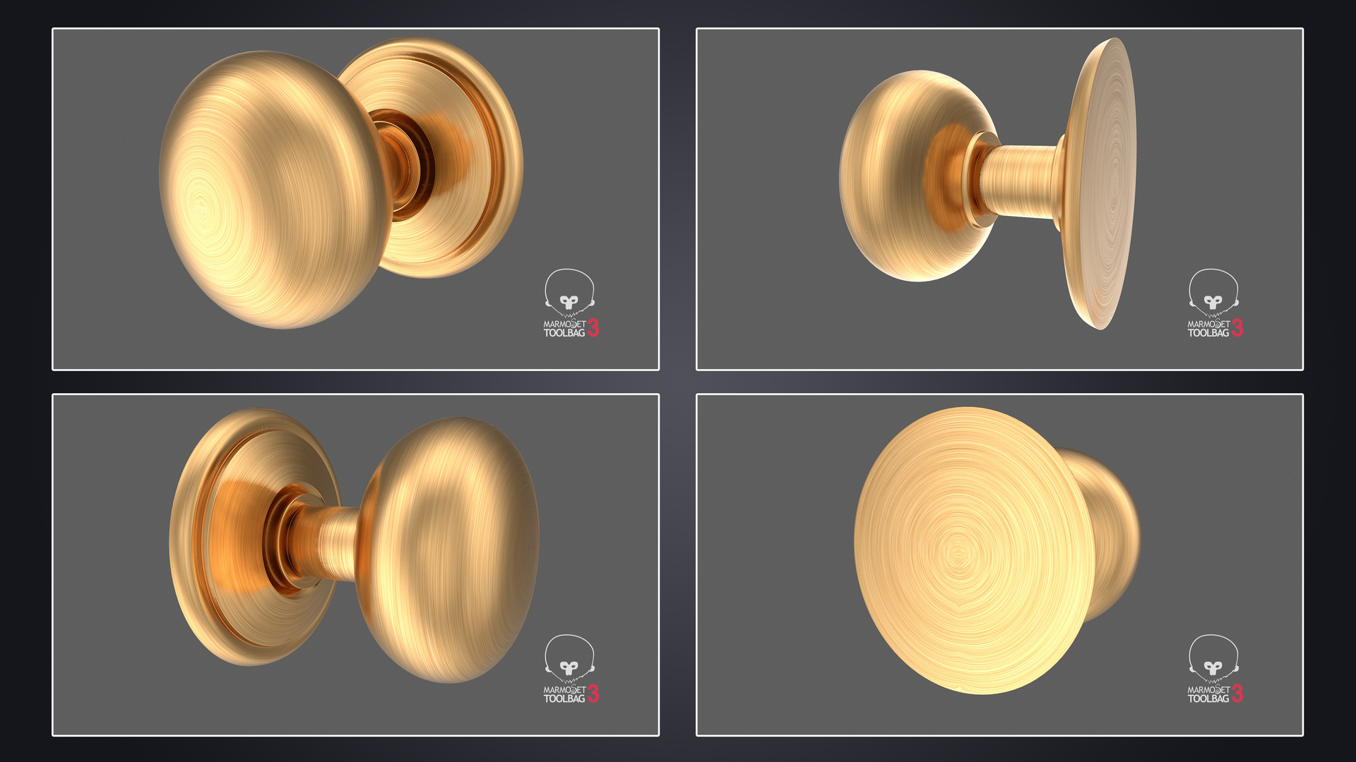 Door Knob Golden Set Collection V01 3D model - TurboSquid 1748615