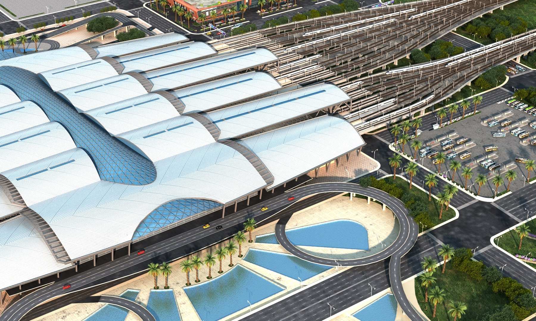 High-speed Railway Station Scene 3D - TurboSquid 2338158