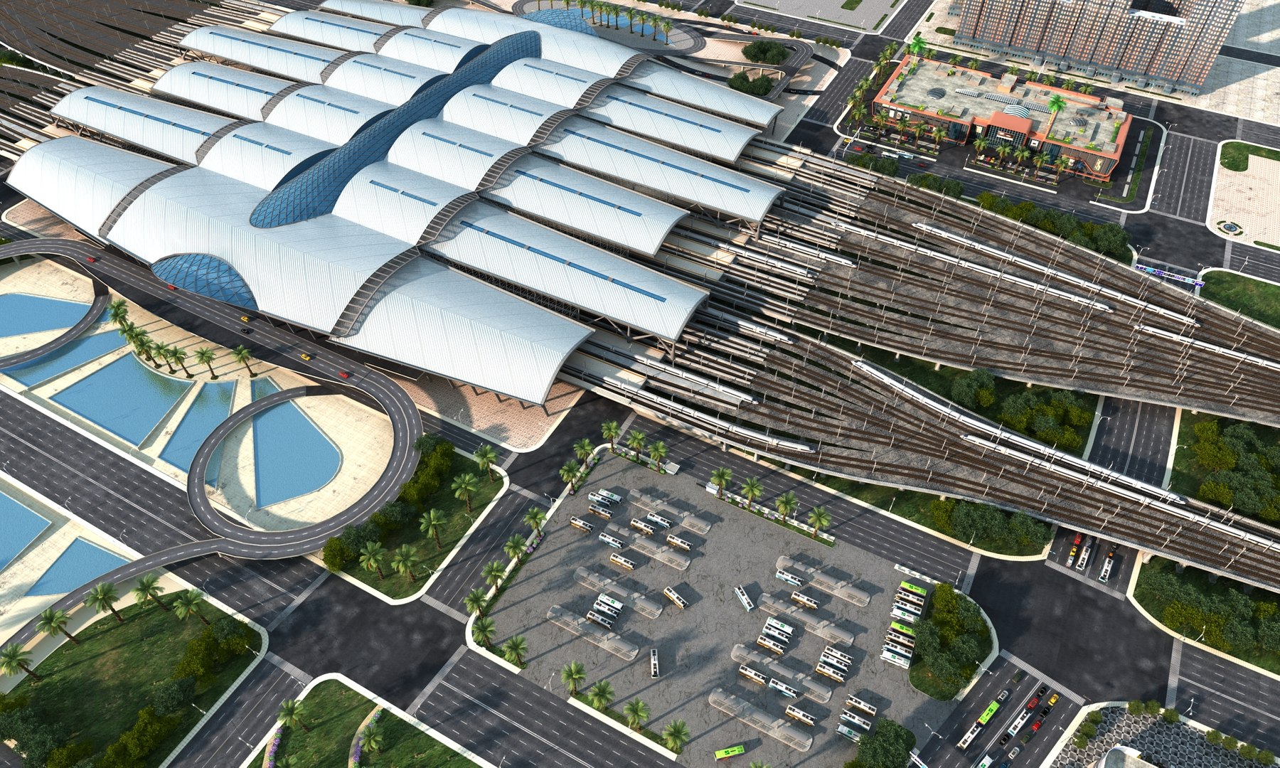 High-speed Railway Station Scene 3D - TurboSquid 2338158
