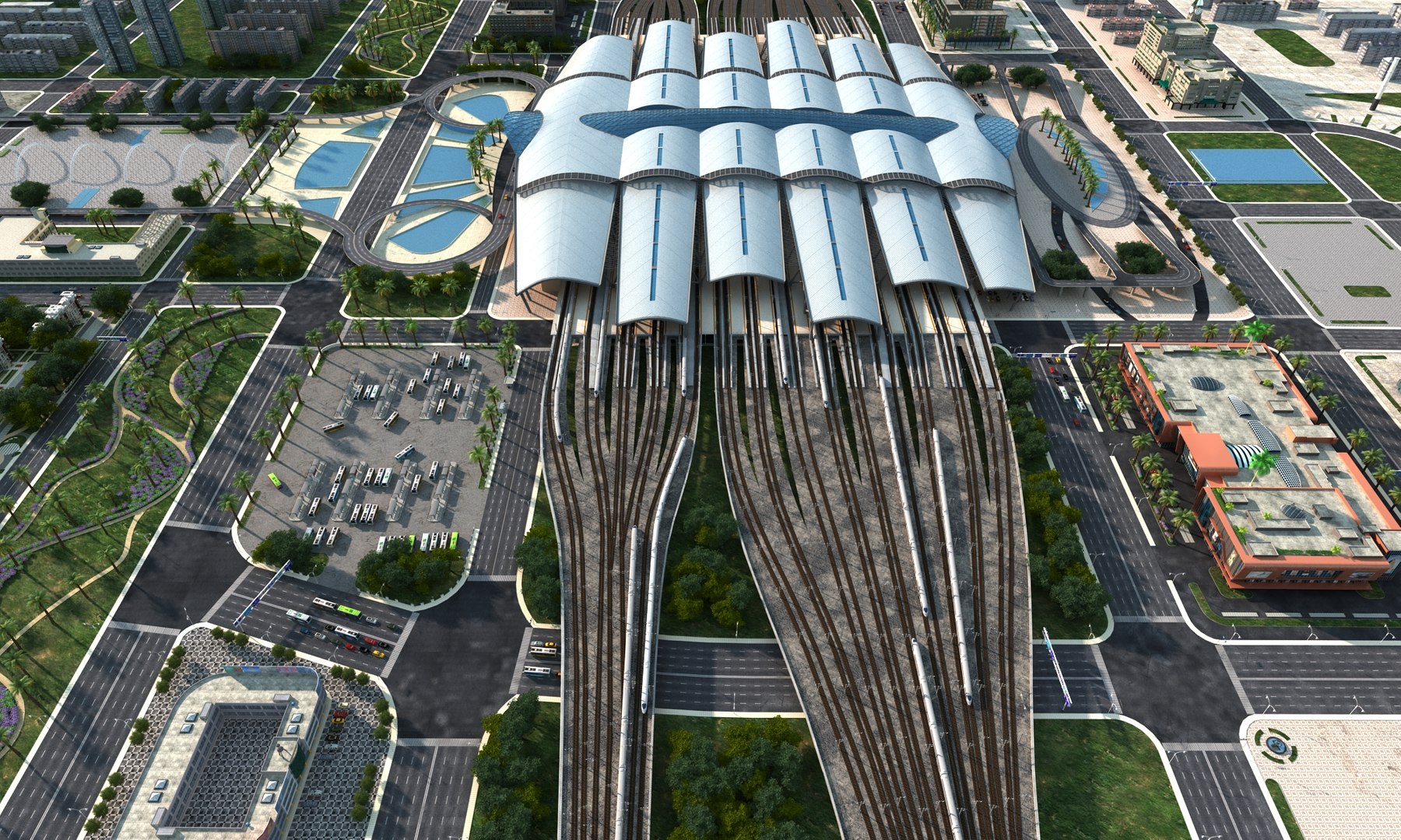 High-speed Railway Station Scene 3D - TurboSquid 2338158