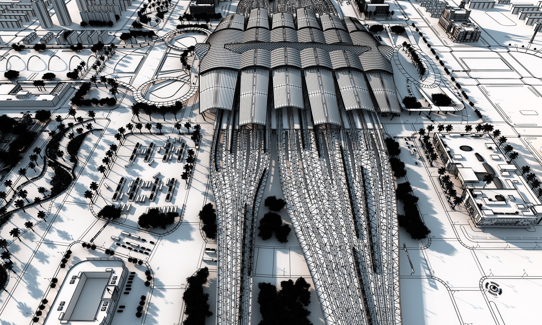 High-speed Railway Station Scene 3D - TurboSquid 2338158
