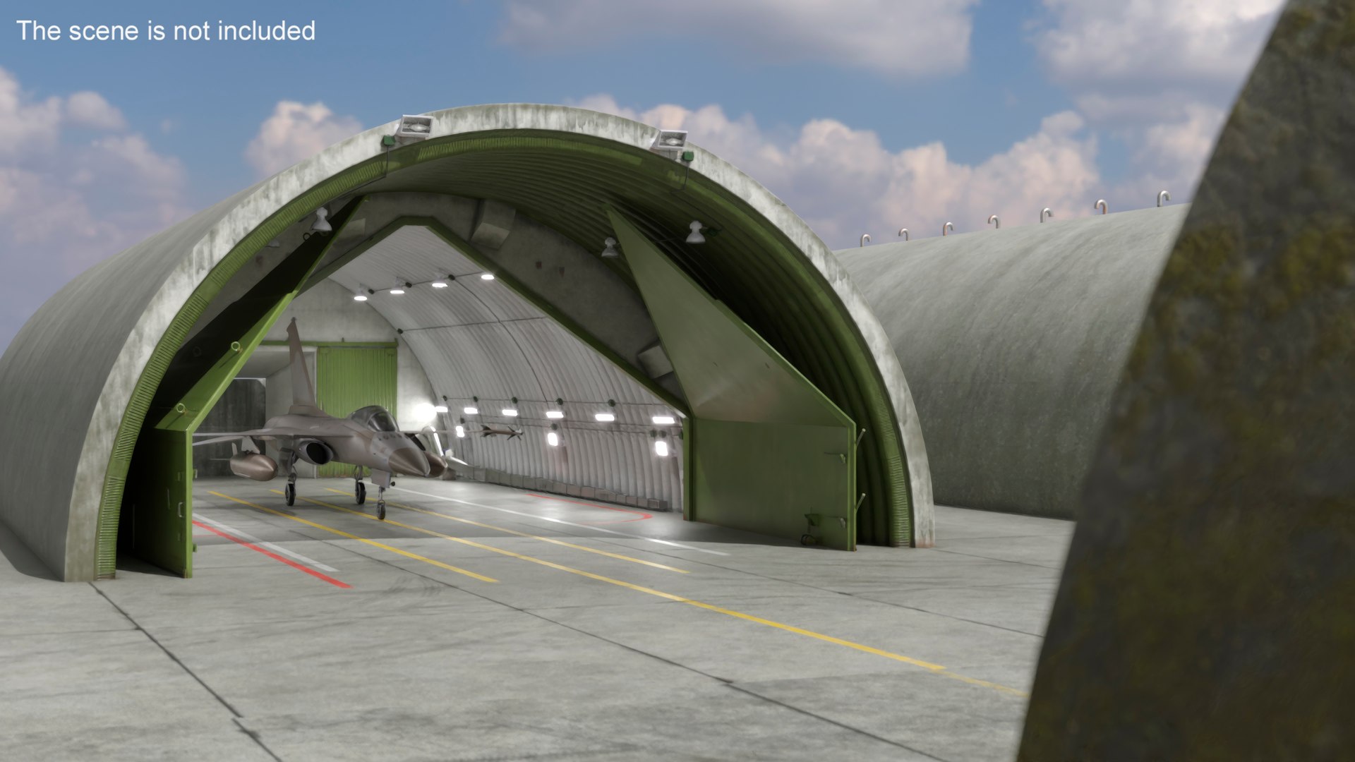 Hardened Aircraft Shelter With Fighter Jet Inside Model - TurboSquid ...