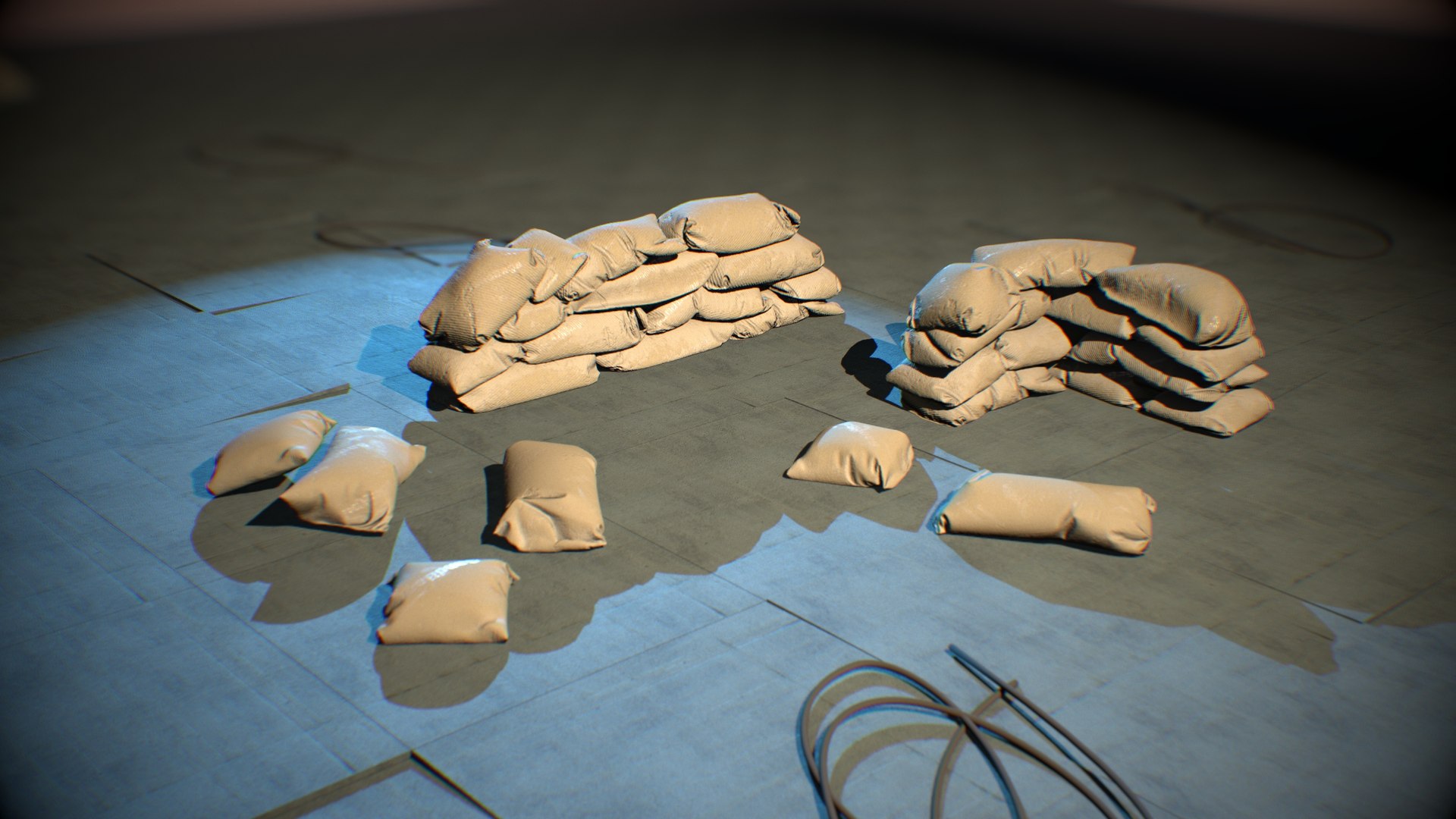 Sandbags Pbr Military Model - TurboSquid 1513602
