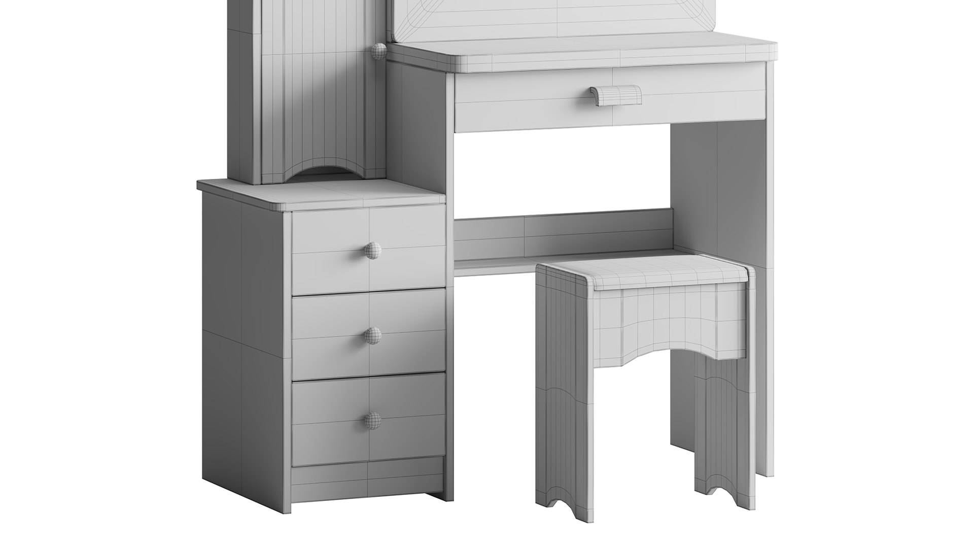Ensemble Coiffeuse Et Tabouret Vinush Model - TurboSquid 2358686