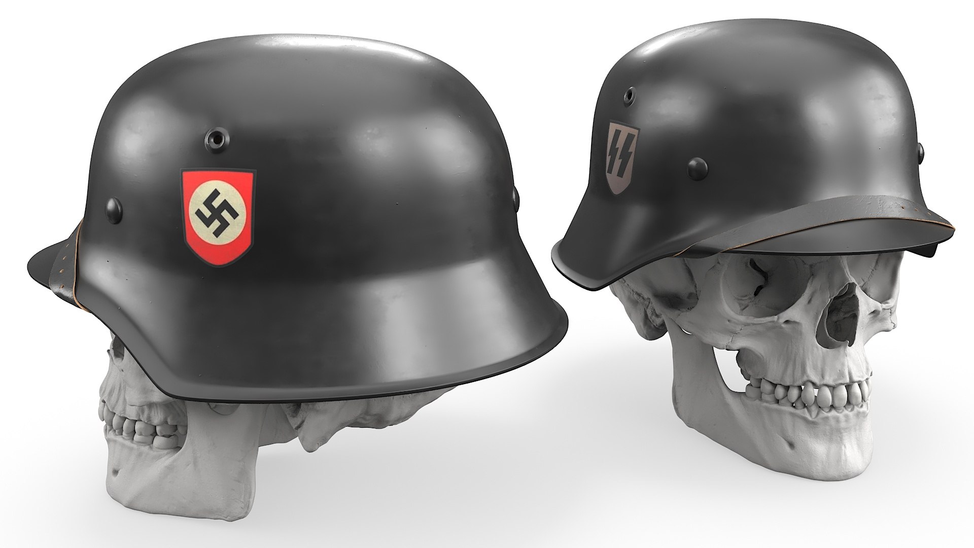 3D Skull Wearing Steel Helmet WW2 - TurboSquid 2381915