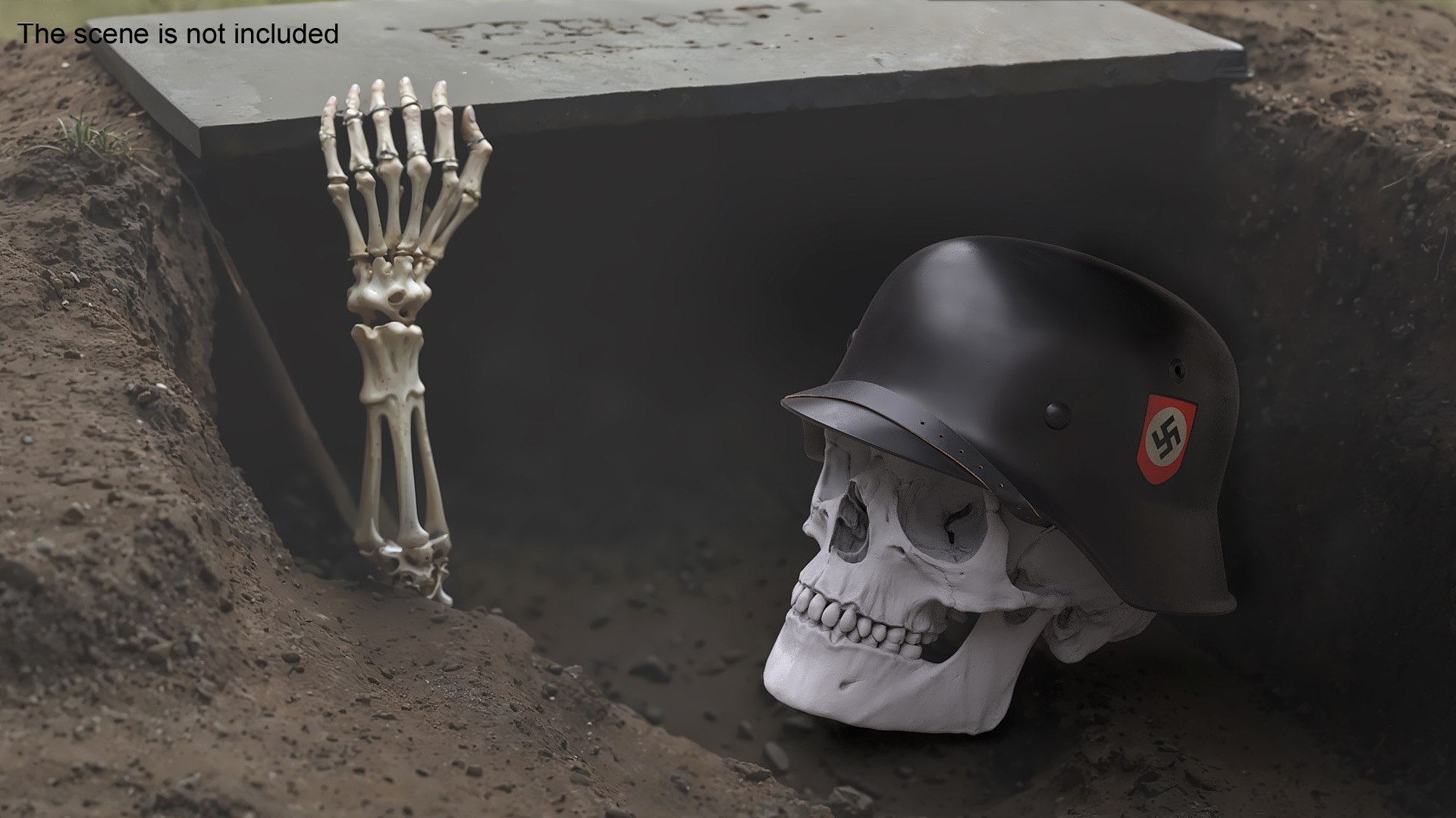 3D Skull Wearing Steel Helmet WW2 - TurboSquid 2381915