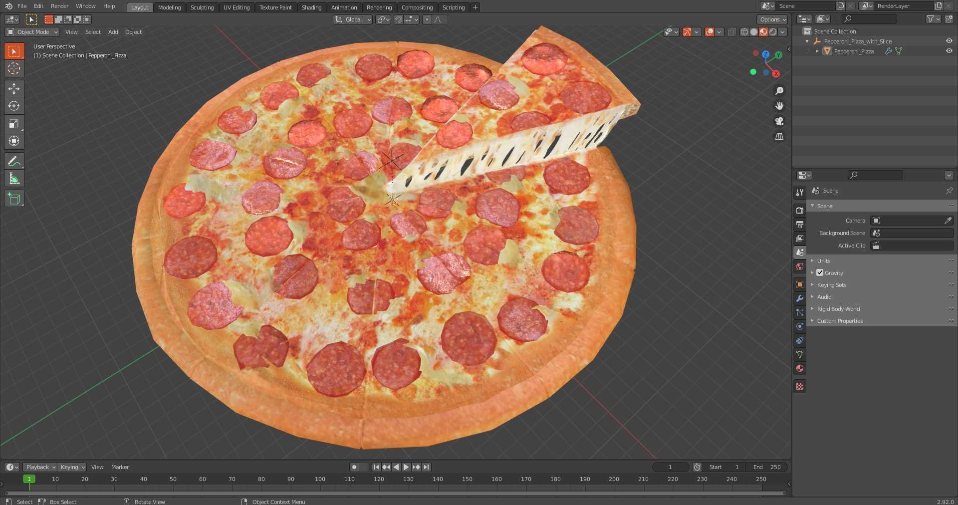 3D Model Pepperoni Pizza With Slice - TurboSquid 2243039