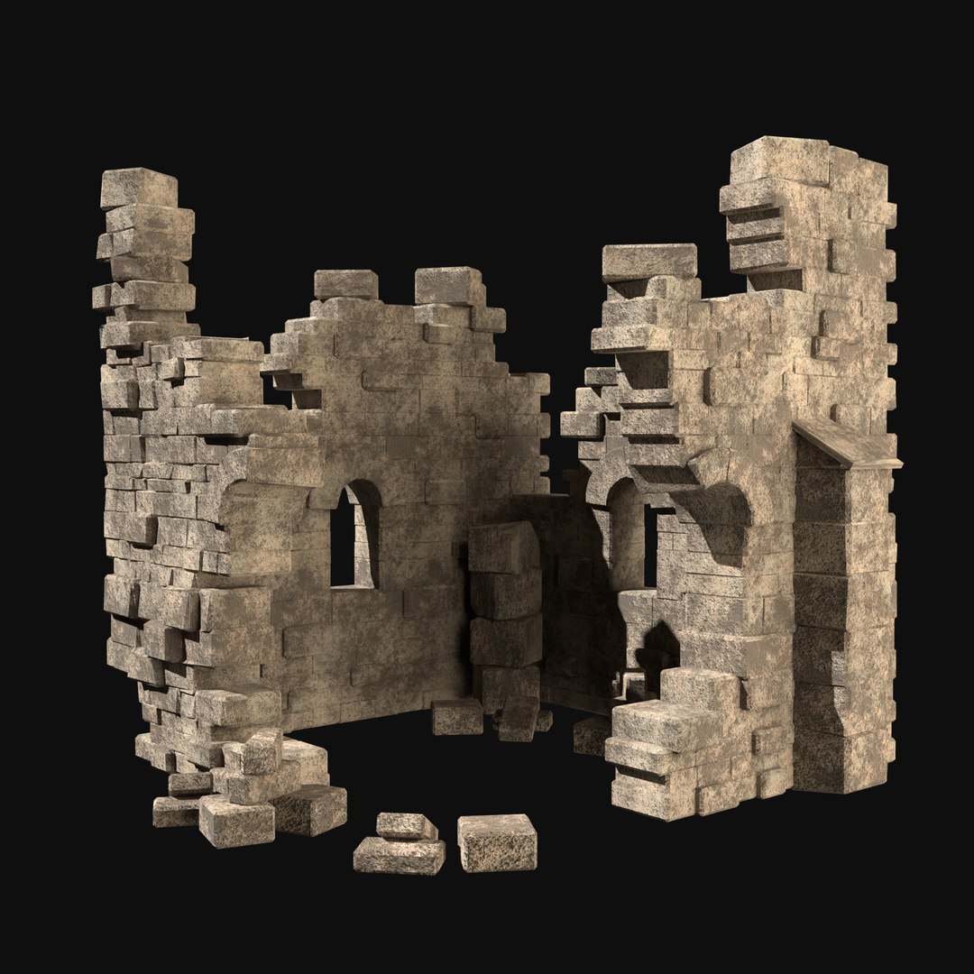 MEDIEVAL ANCIENT CASTLE RUIN RUINS WALLS TOWER WALL COLLECTION 3D ...