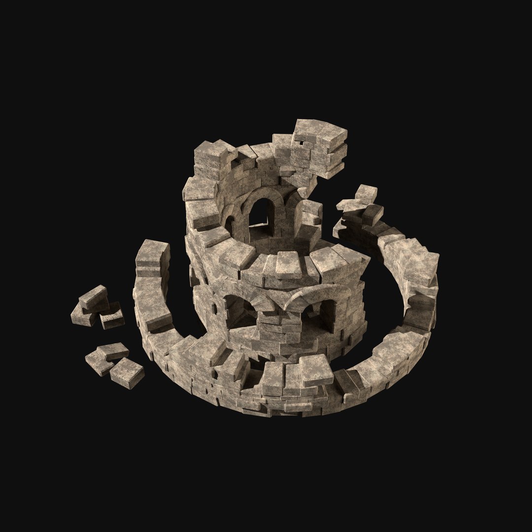 MEDIEVAL ANCIENT CASTLE RUIN RUINS WALLS TOWER WALL COLLECTION 3D ...
