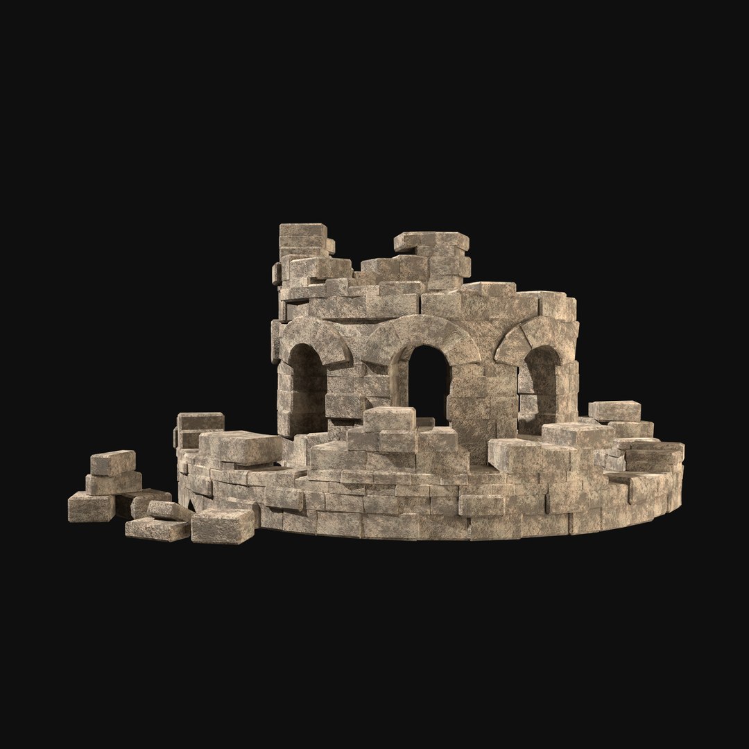 MEDIEVAL ANCIENT CASTLE RUIN RUINS WALLS TOWER WALL COLLECTION 3D ...