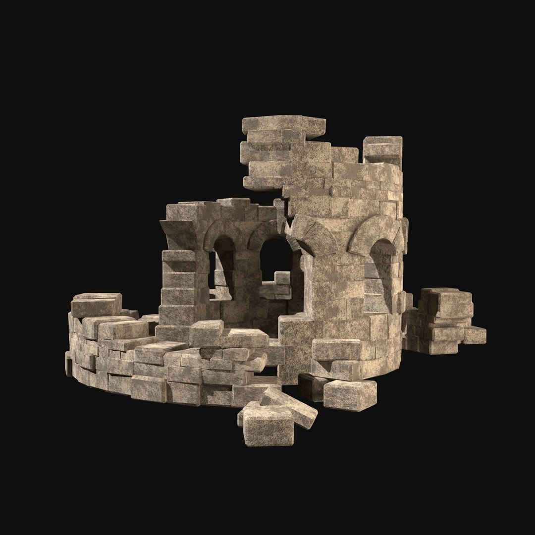 MEDIEVAL ANCIENT CASTLE RUIN RUINS WALLS TOWER WALL COLLECTION 3D ...