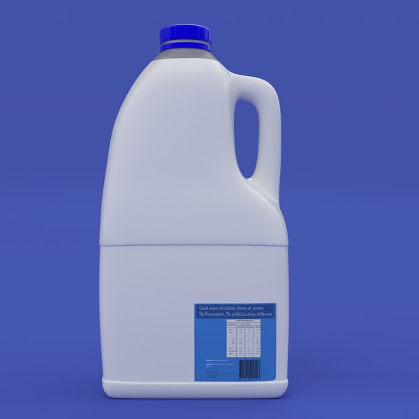 3d plastic 3 litre milk bottle