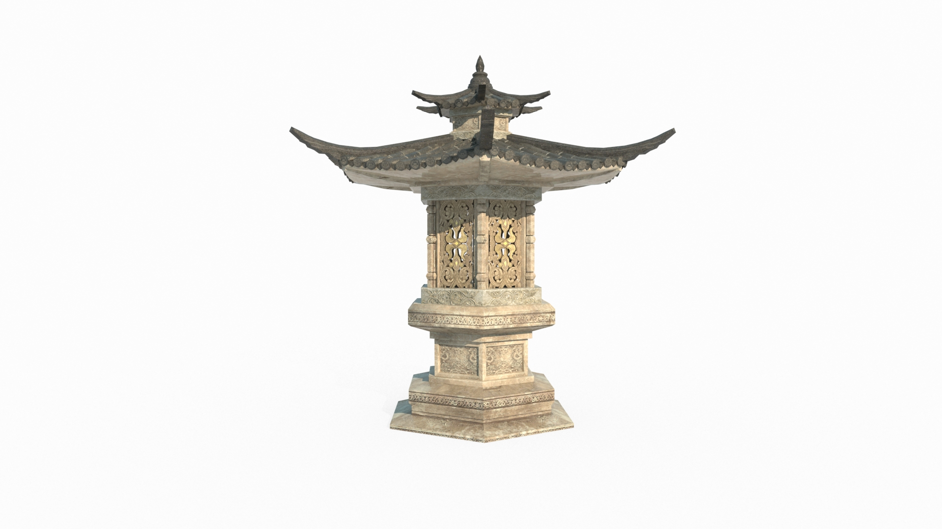 Ancient Asian Architectural Landscape Stone Lamps 3D Model - TurboSquid ...