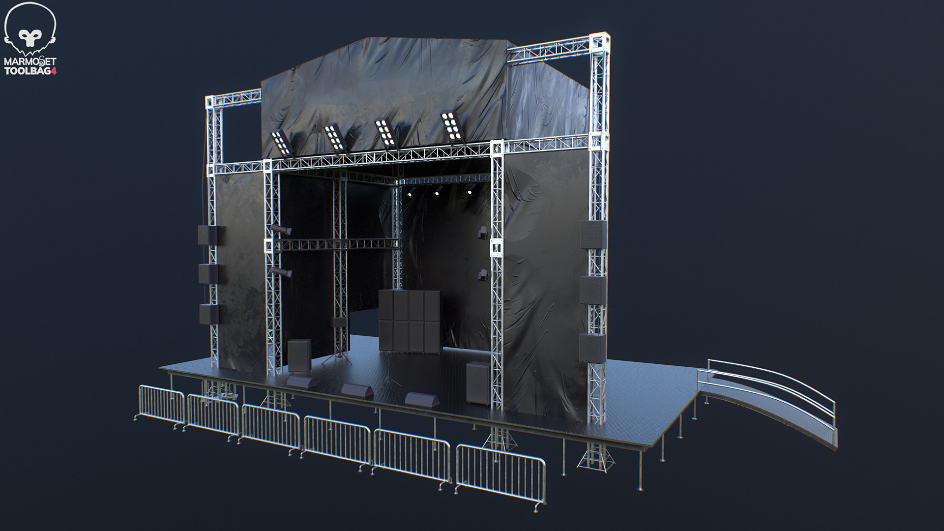 3D Outdoor Concert Stage And DJ Booth Stage Model - TurboSquid 2178164