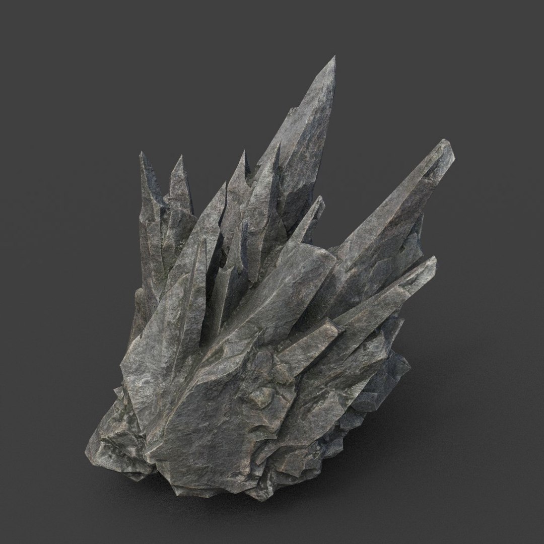 3D 8 Low Poly PBR Spiky Black Rock - TurboSquid 2163145