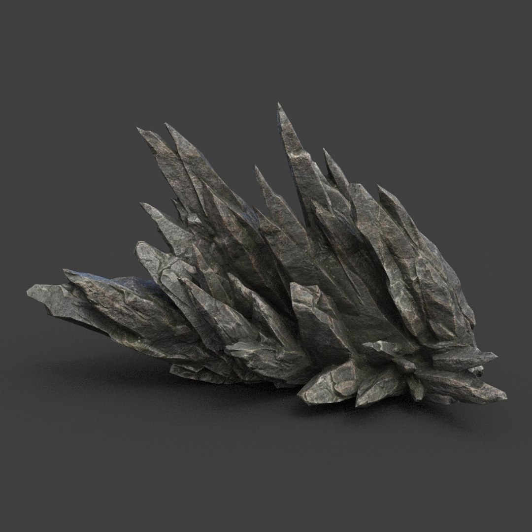 3D 8 Low Poly PBR Spiky Black Rock - TurboSquid 2163145