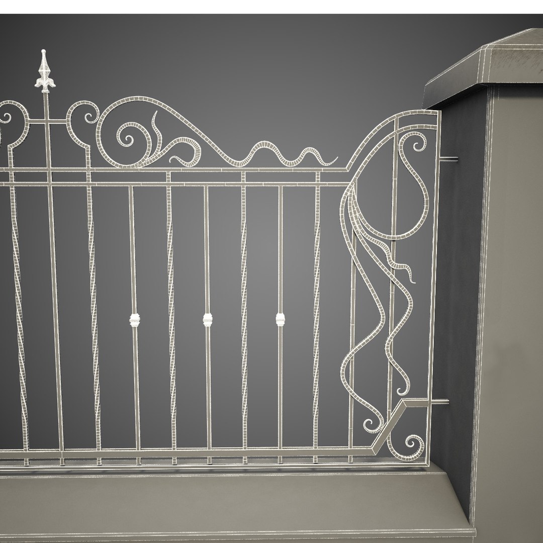 Wrought Iron Fence Metal 3d Model