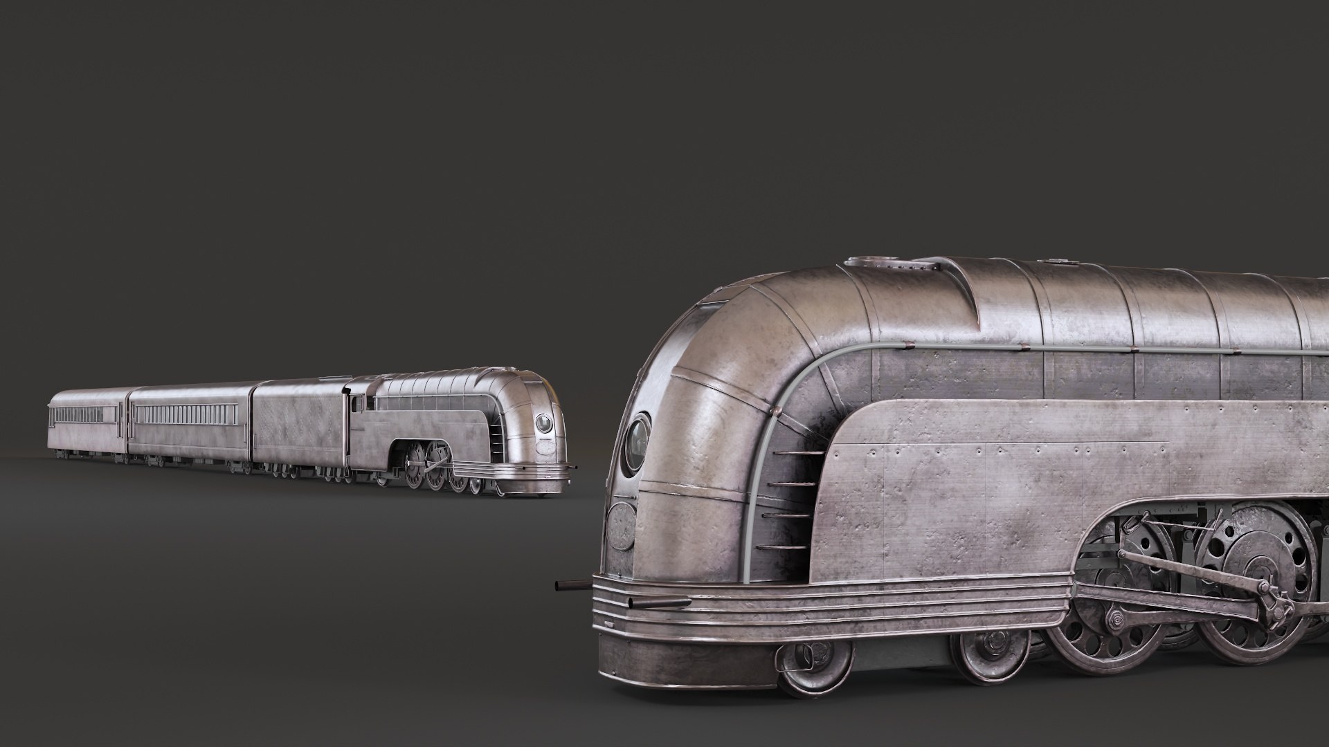 3D Model Art Deco Train Set Streamlined Nose - TurboSquid 2426472