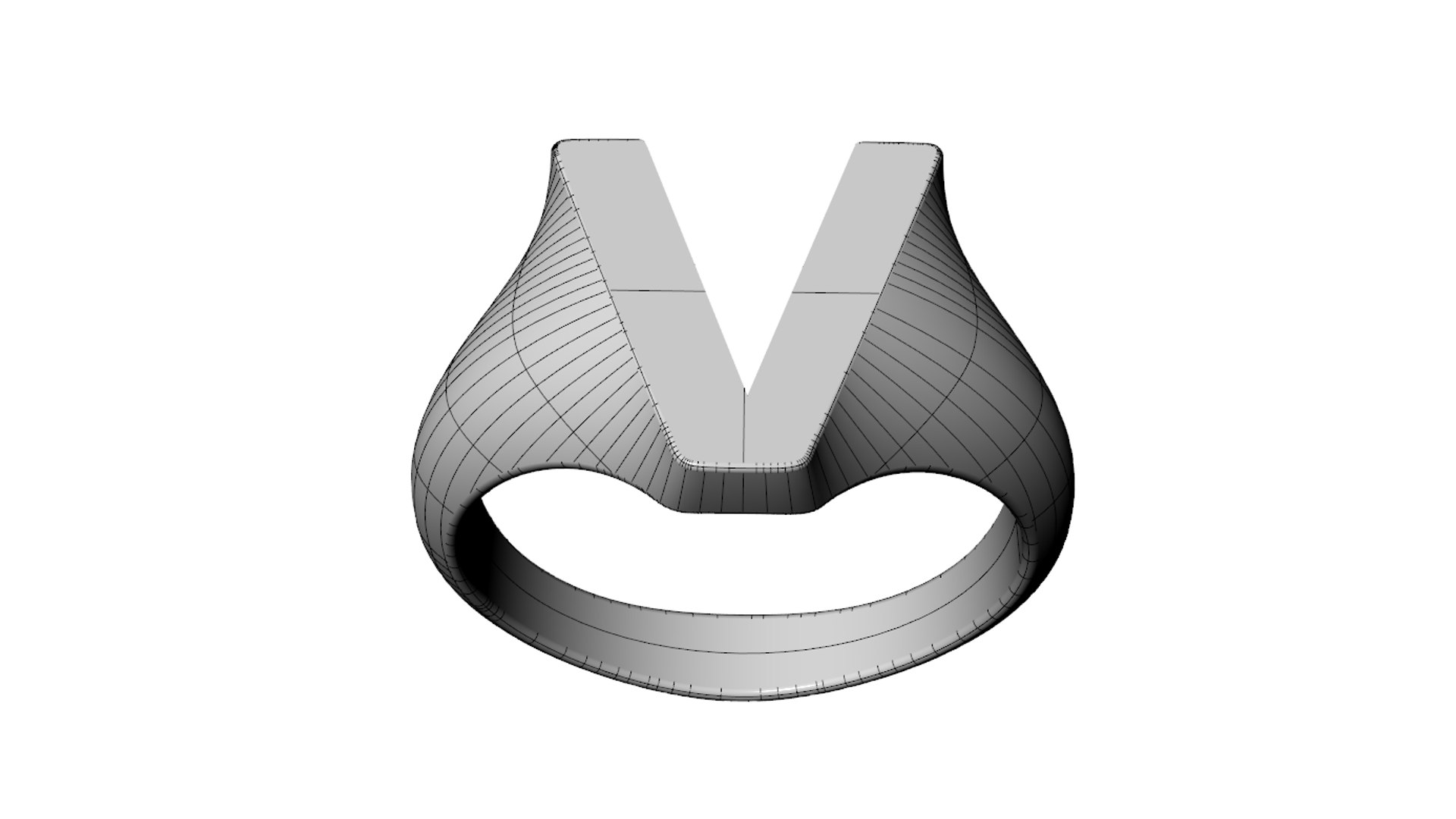 Alphabet Signet Ring V 3D Model - TurboSquid 2088792
