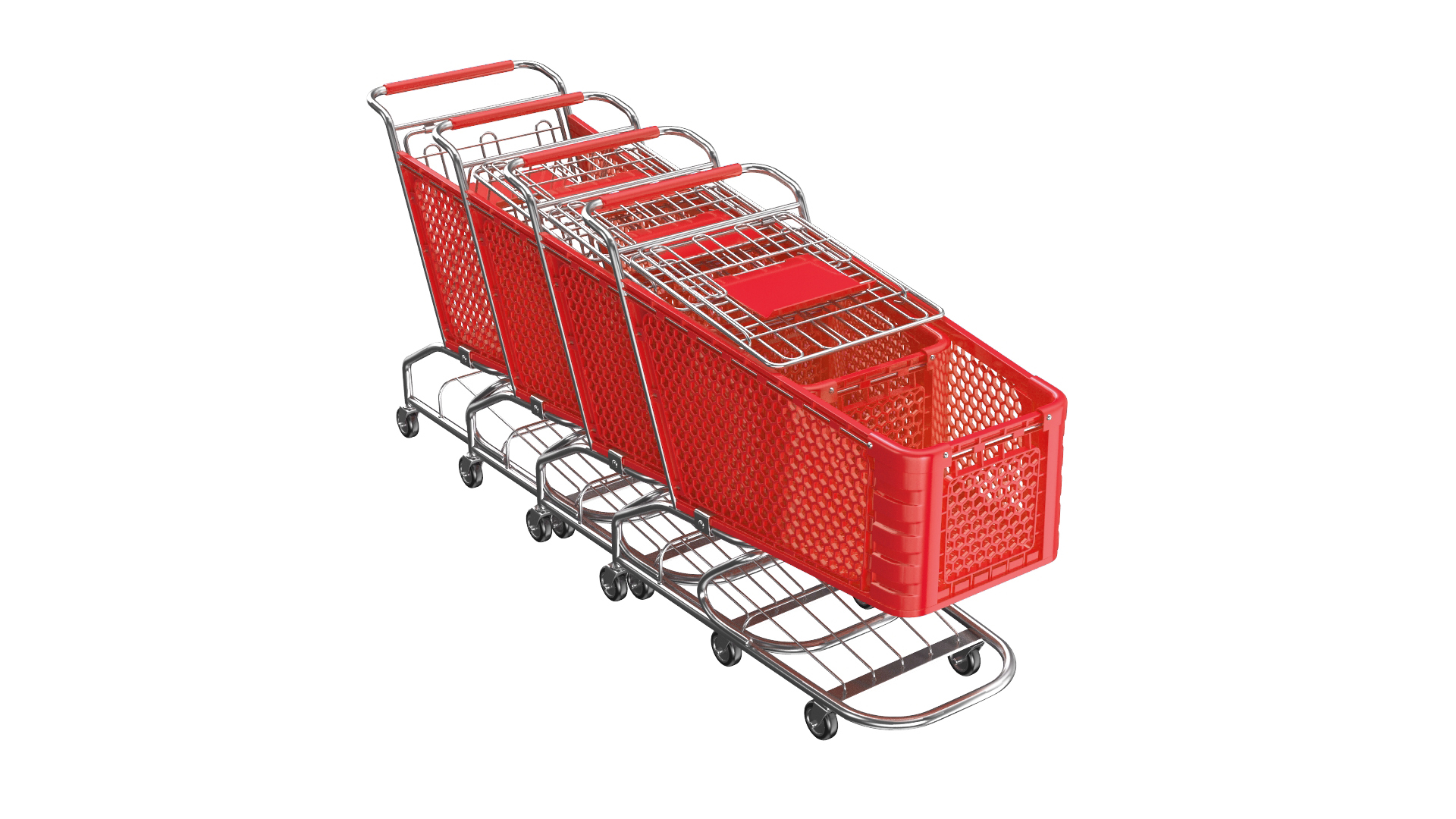 Red Detailed Shopping Carts 3D Model - TurboSquid 2000169