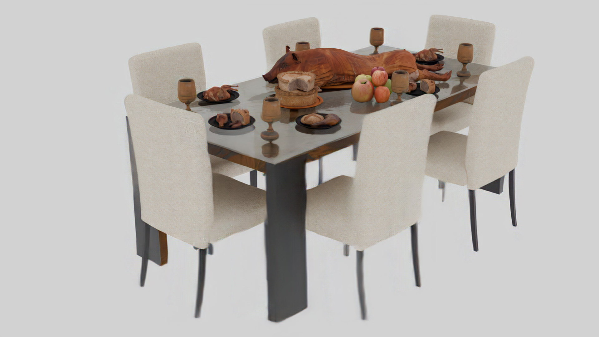 Dining Table With Food Model - TurboSquid 2199965