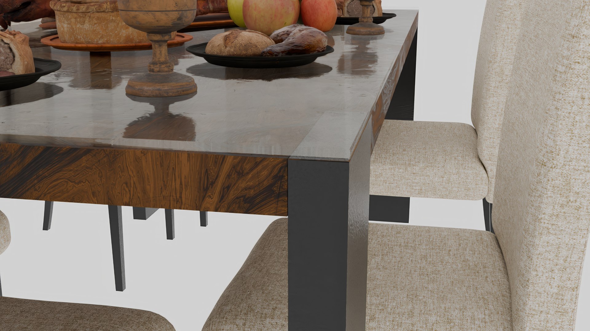 Dining Table With Food Model - TurboSquid 2199965
