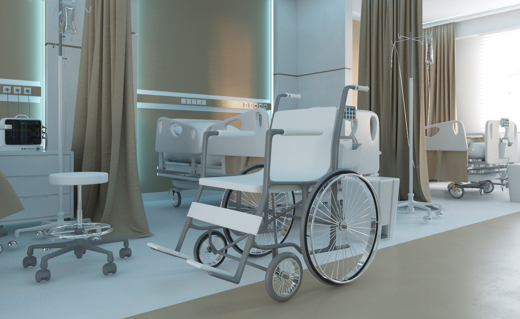 3D Model Modern Emergency Ward Interior - TurboSquid 2212494
