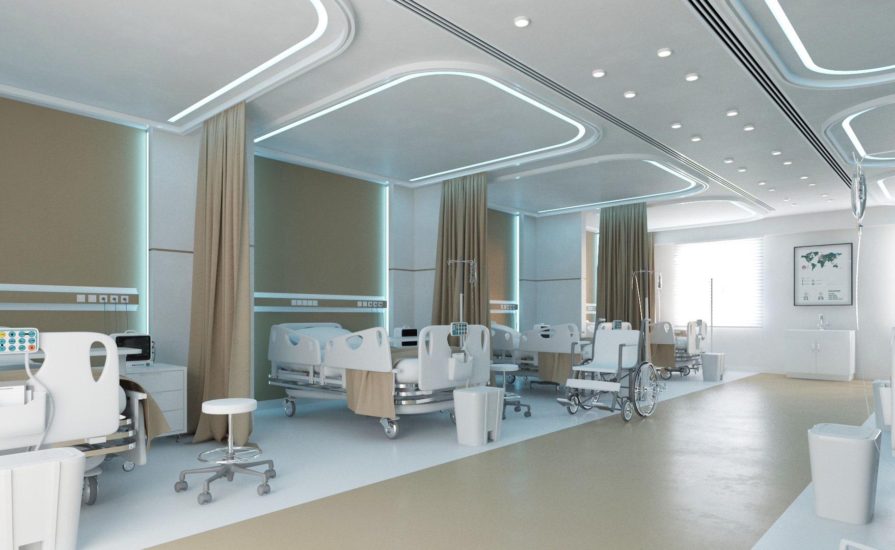 3D Model Modern Emergency Ward Interior - TurboSquid 2212494