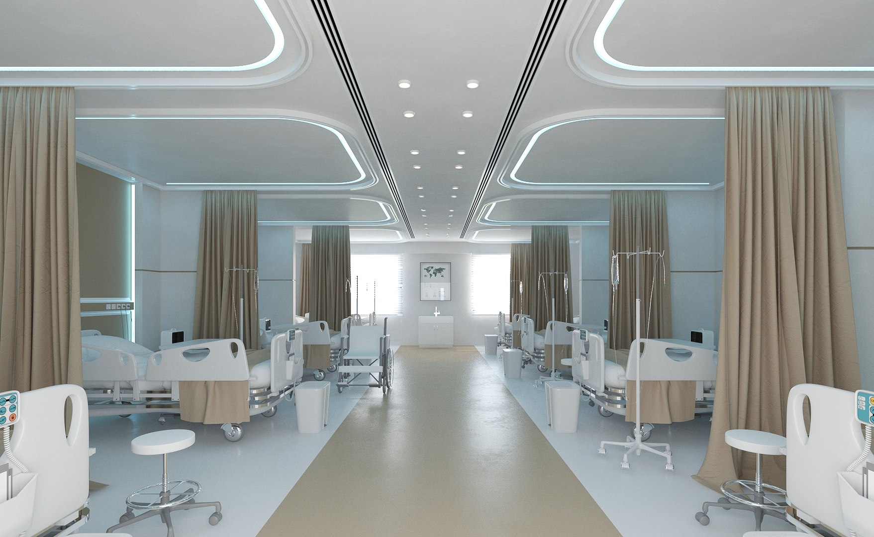 3D Model Modern Emergency Ward Interior - TurboSquid 2212494