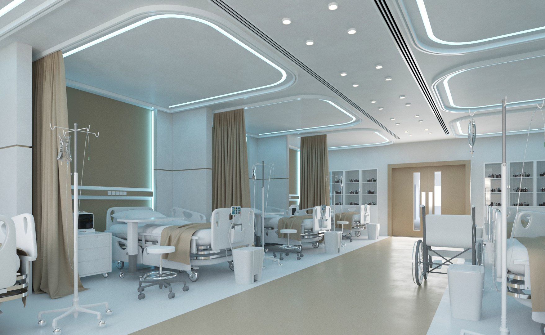 3D Model Modern Emergency Ward Interior - TurboSquid 2212494
